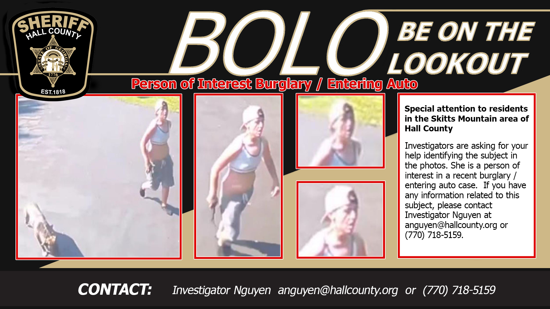 HCSO BOLO: Theft suspect