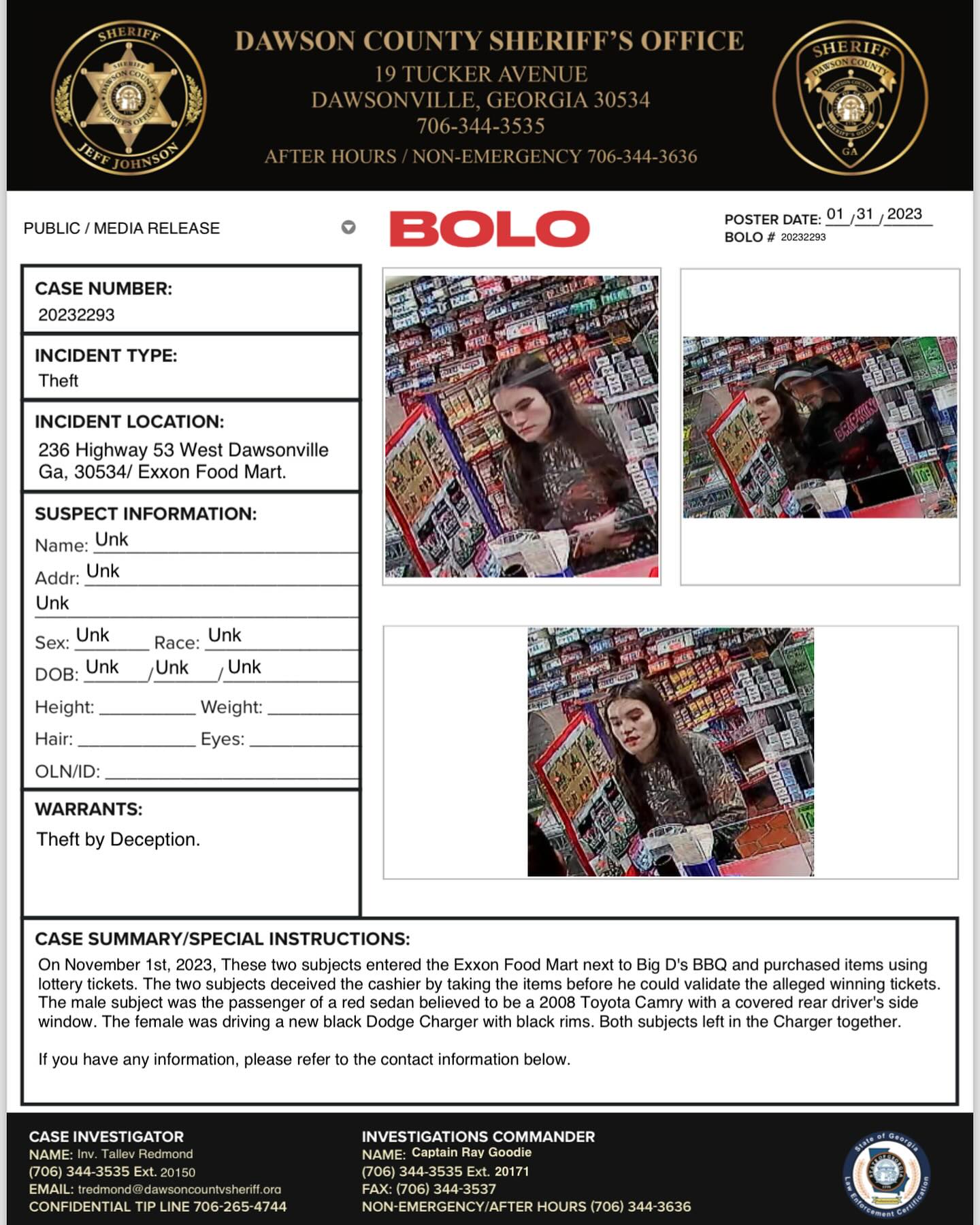 DCSO: BOLO on pair of thieves