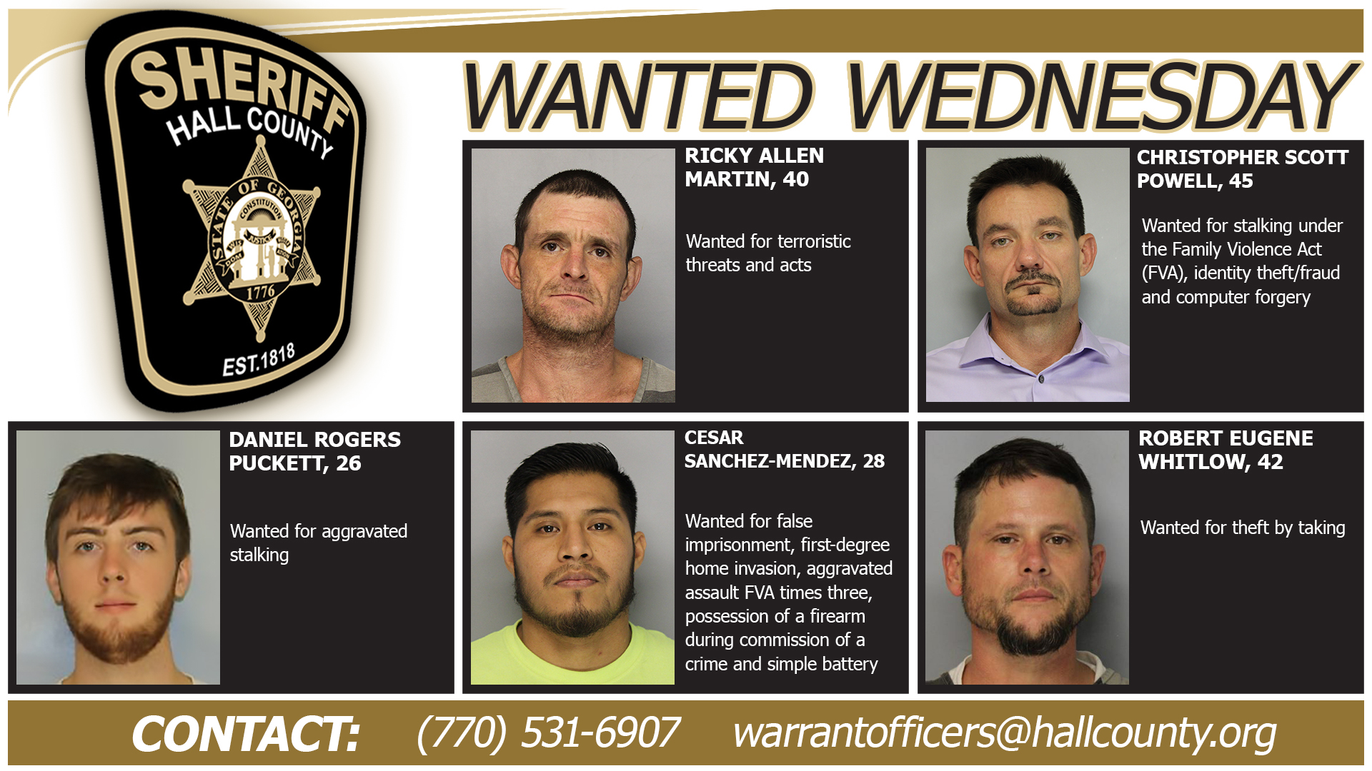 HCSO Wanted Wednesday