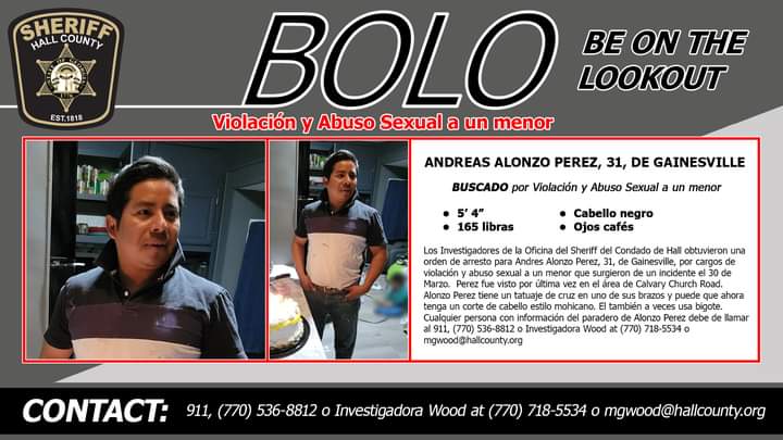 HCSO: BOLO RAPE SUSPECT