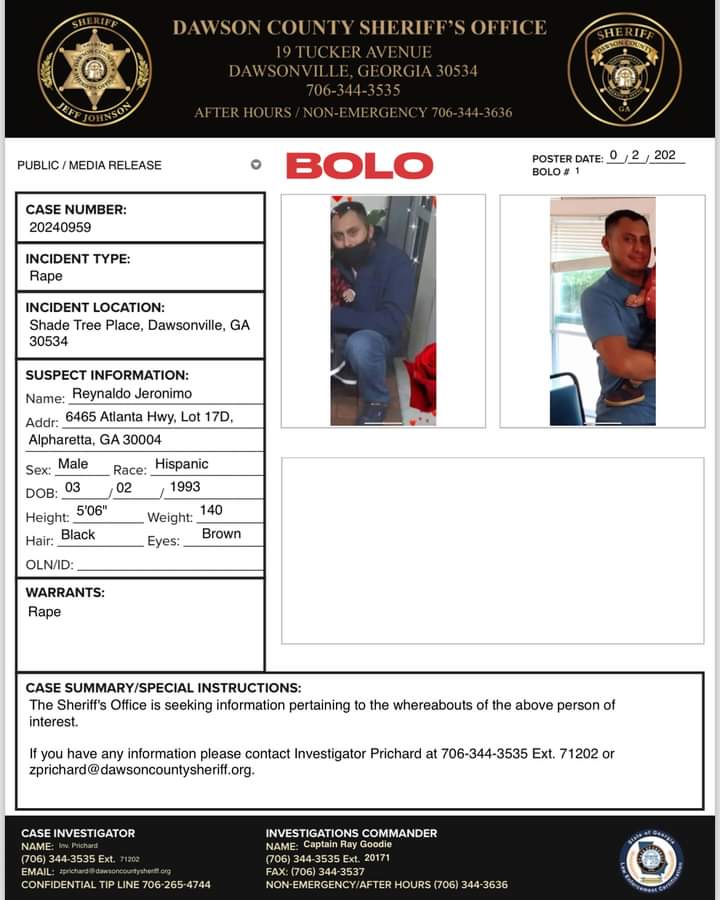 BOLO issued in rape case