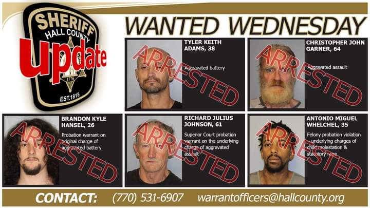 5 HCSO Wanted Wednesday fugitives arrested