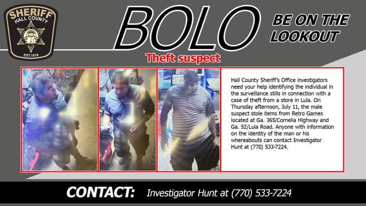 HCSO BOLO: Theft suspect