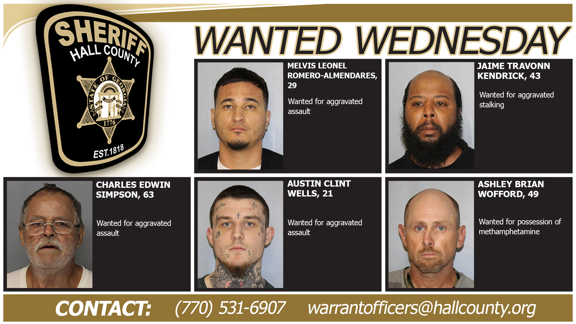 Wanted Wednesday includes suspect in weekend stabbing