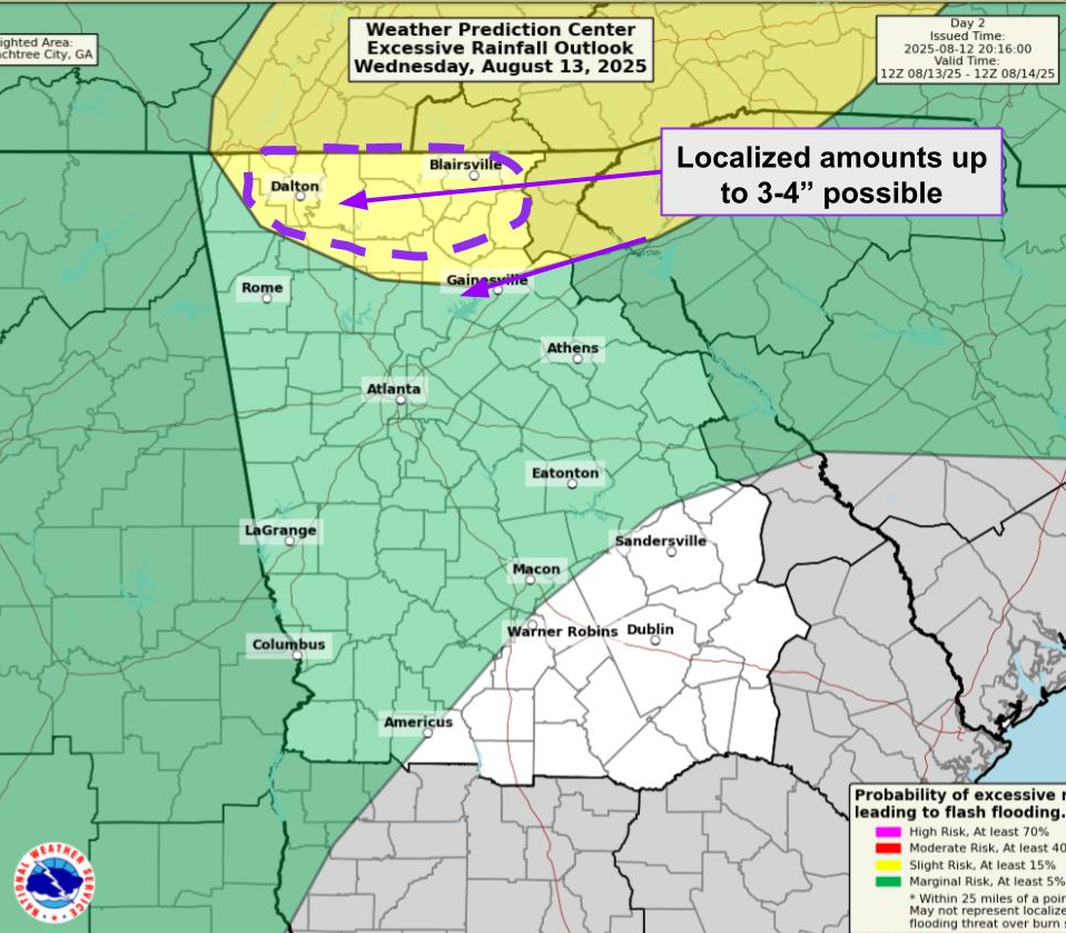 NWS: Increased risk of flash flooding today