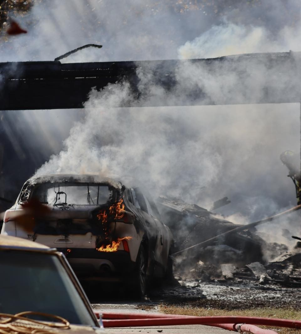 Noontime fire destroys E. Hall home