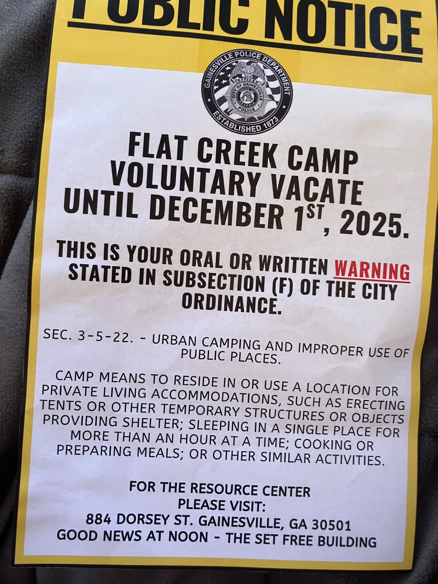 Gville moving ahead with homeless eviction plan