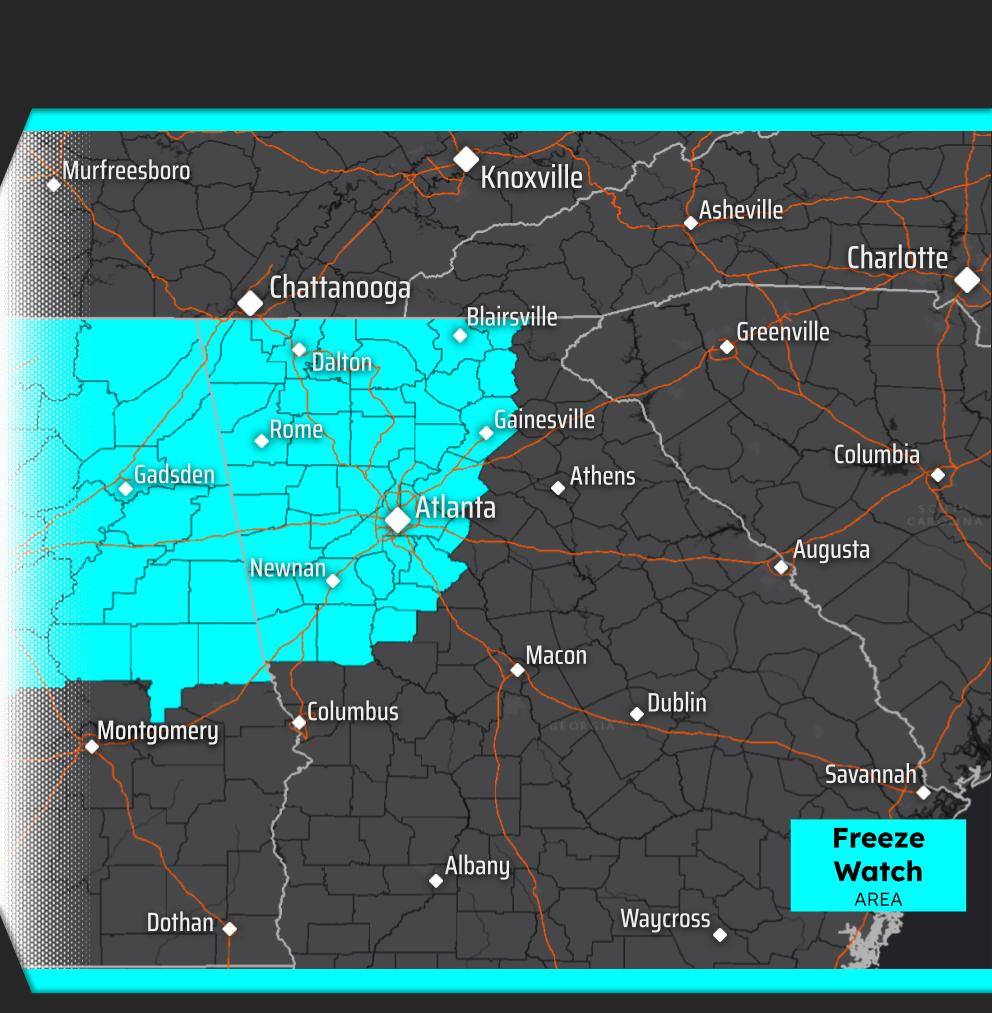 Freeze Watch issued for Sunday night, Monday morning